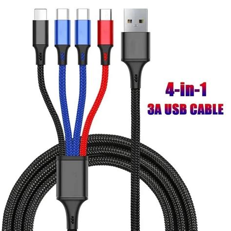 Кабель Для Зарядки Данных 4 в 1 Micro Usb Type C кабель Для Быстрой Зарядки купить на Ozon по