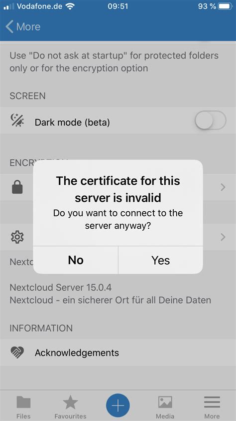 Nextcloud Client App Invalid Certificate IOS Nextcloud Community
