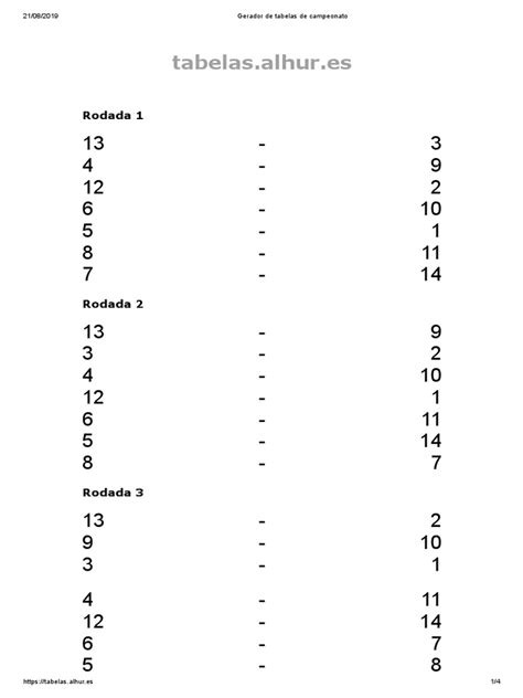 Gerador De Tabelas De Campeonato Pdf