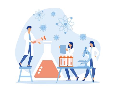 Premium Vector Scientific Research Scientist People Wearing Lab Coats Science Researches And