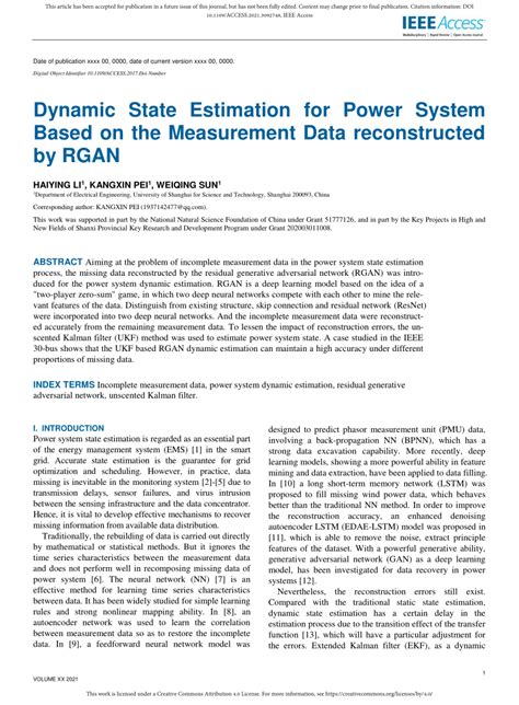 Pdf Dynamic State Estimation For Power System Based On The