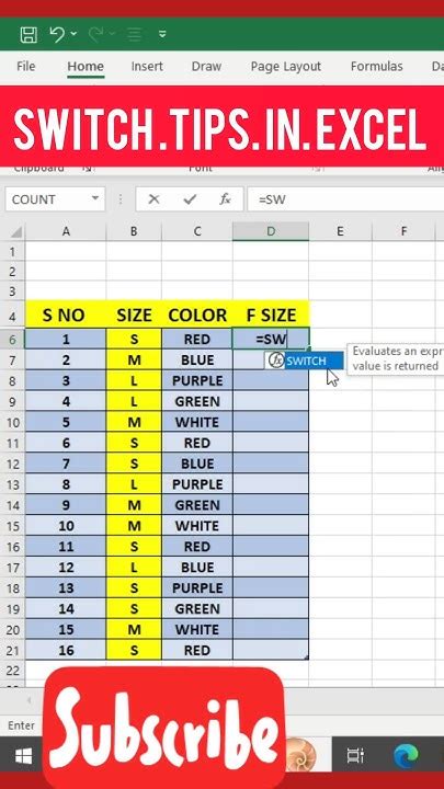 Excel Switch Function Shorts Excel Tips Short India Viral