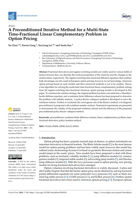 pdf a preconditioned iterative method for a multi state time