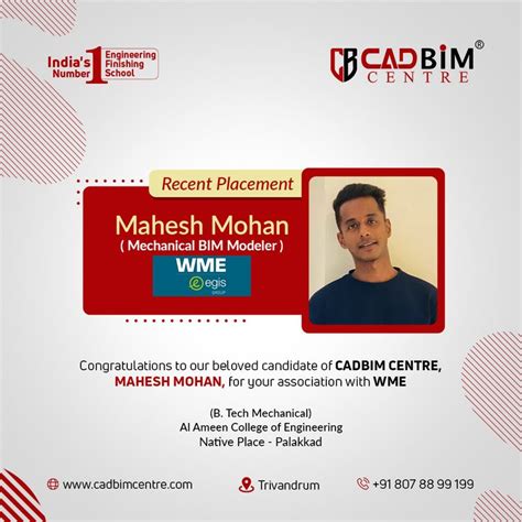 Congratulations Mahesh Mohan For Embarking On A Prosperous Career Path