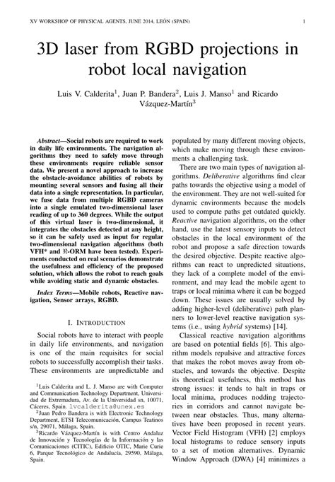 pdf 3d laser from rgbd projections in robot local navigation