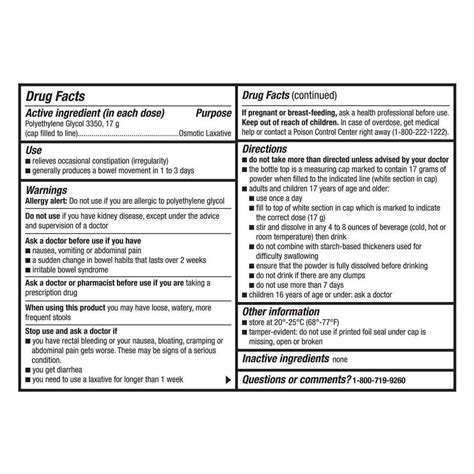 Laxative Polyethylene Glycol Kirkland Signature Laxaclear 100 Doses