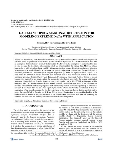 pdf gaussian copula marginal regression for modeling extreme data
