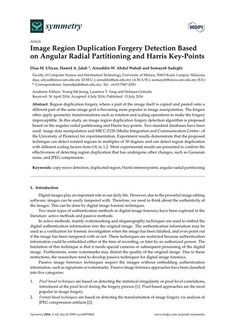 Pdf Image Region Duplication Forgery Detection Based On Angular
