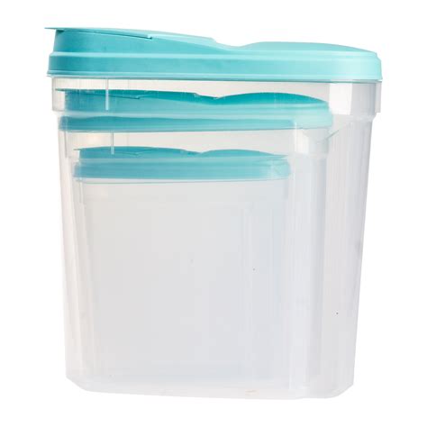 3 Piece Plastic Cereal Dispenser Dry Food Storage Container Set Blue