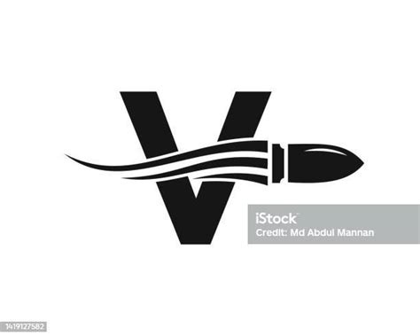 초기 편지 V 촬영 총알 로고 안전 및 보호 기호에 대 한 개념 무기 구리에 대한 스톡 벡터 아트 및 기타 이미지 구리