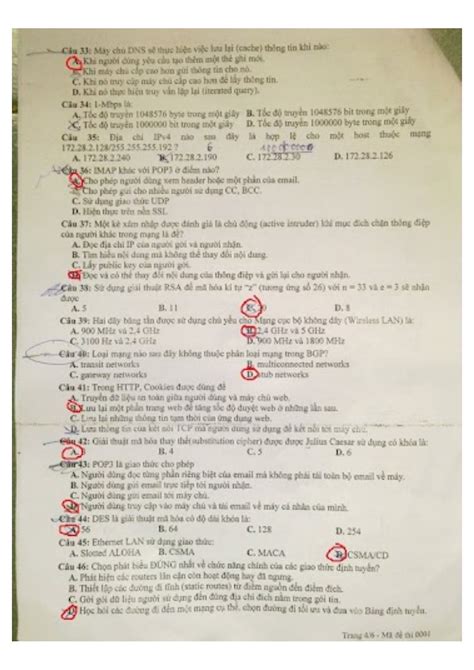 Đề thi kết thúc học phần môn Mạng máy tính | Đại học Bách Khoa Hà Nội | PDF