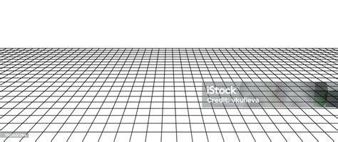 추상적인 플랫 와이어프레임 그리드 바둑판 무늬 바닥 풍경입니다 원근감 있는 수평 체스판 평면입니다 흑백 격자 표면 배경입니다 벡터 그림 소실점에 대한 스톡 벡터 아트 및