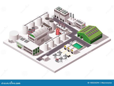 Isometric Factory Buildings Cartoon Vector CartoonDealer 31958389