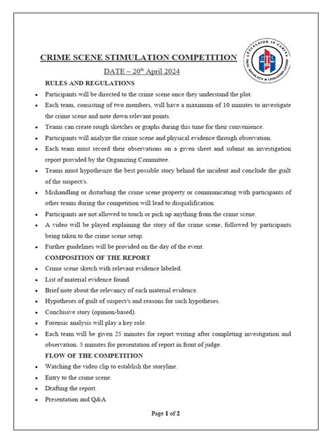 Crime Scene Simulation Rules Regulations 0 Pdf