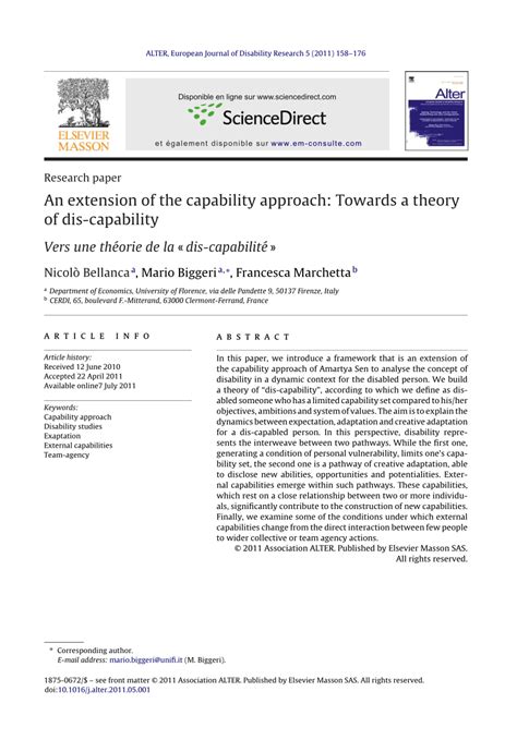 Pdf An Extension Of The Capability Approach Towards A Theory Of Dis