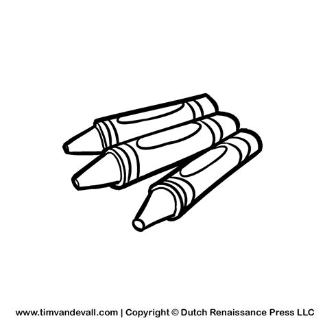 Crayons Bw Clipart Tims Printables