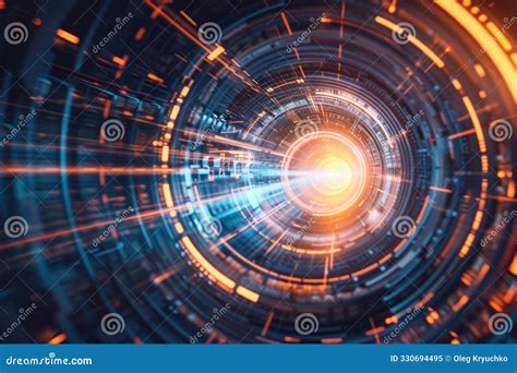 Futuristic Digital Art Depicting Data Flow Abstract Circular And Technology Inspired Design