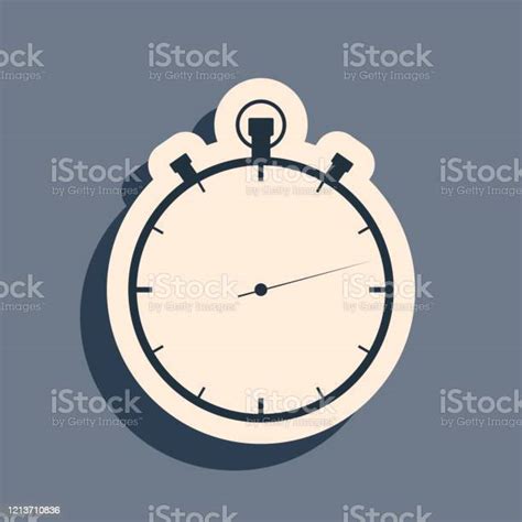 회색 배경에 격리 된 검은 스톱워치 아이콘입니다 시간 타이머 기호입니다 긴 그림자 스타일입니다 벡터 일러스트레이션 2 위 상 종류에 대한 스톡 벡터 아트 및 기타 이미지