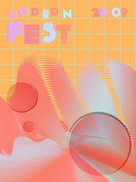 Premium Vector Music Cover In Blue Violet Pink Orange Colors Rock Concert Flyer Minimal