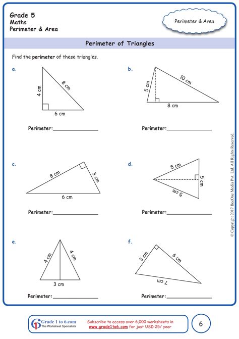 Perimeter Of Triangle Worksheets Grade 5