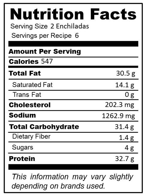 Costco Enchiladas Nutrition Facts At Erwin Marlatt Blog