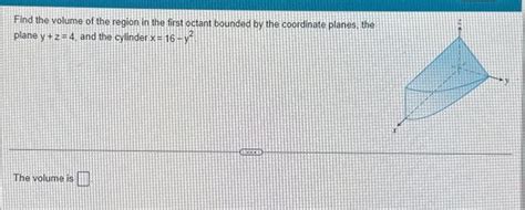 Solved Find The Volume Of The Region In The First Octant Chegg Com