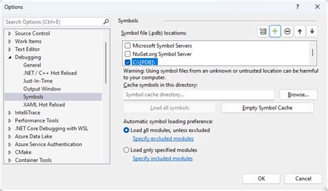 C Is There Easily Achievable Debugging From Visual Studio With Multiple Symbols Stripped Vs