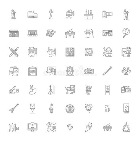 Creative Idea Linear Icons Signs Symbols Vector Line Illustration Set Stock Vector