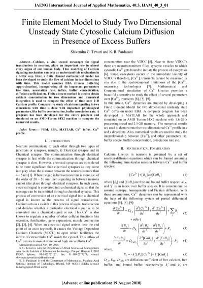 Finite Element Model To Study Two Dimensional Unsteady State
