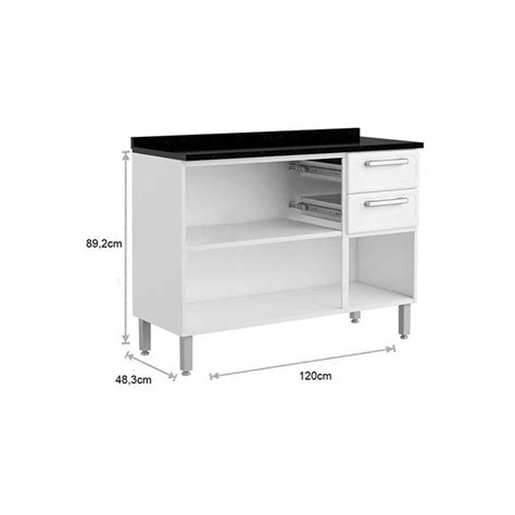 balcao de cozinha gourmet 7124 3 portas e 2 gavetas c tampo branco