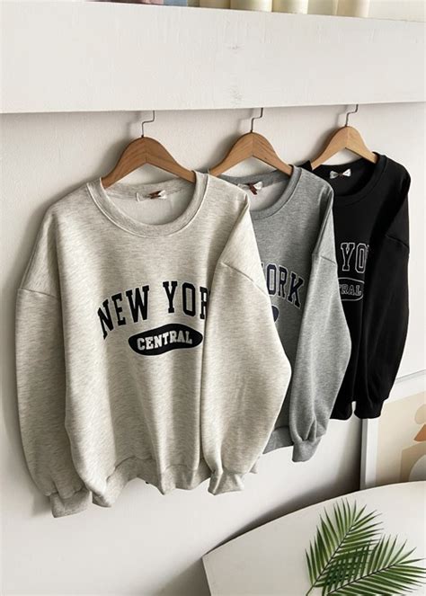 메이룸 뉴욕기모맨투맨따 뉴욕 레터링 루즈핏 기모 맨투맨