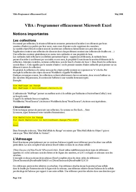 Pdf Vba Programmer Efficacement Excel Vba Programmer Efficacement