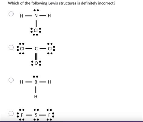 Solved Which of the following Lewis structures is definitely | Chegg.com