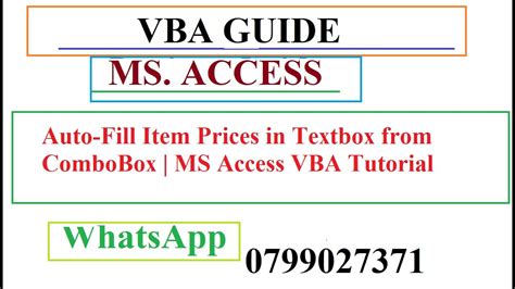 Auto Fill Item Prices In Textbox From Combo Box Ms Access Vba Tutorial Youtube