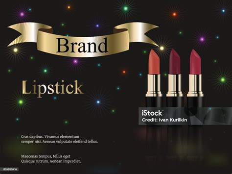 화장품 립스틱 3 음영 진주 분홍색과 불꽃놀이와 밝은 반점 어두운 배경에 검은 튜브와 와인 색의 창백한 어머니의 디자인 현실적인 3 차원 벡터 가리기에 대한 스톡 벡터 아트