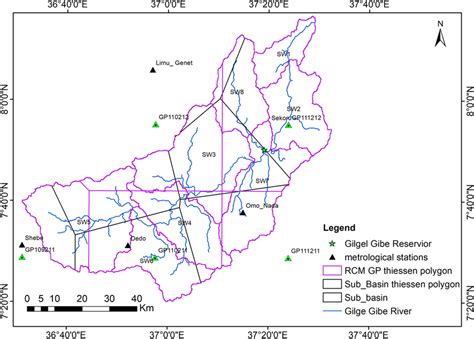 Thiessen Polygon For Gauging Station And Grid Points Download