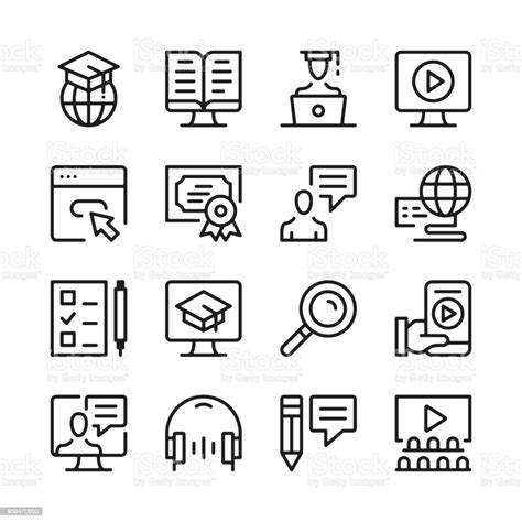 온라인 학습 라인 아이콘을 설정 합니다 현대 그래픽 디자인 개념 간단한 개요 요소 컬렉션 벡터 라인 아이콘 선 아이콘에 대한 스톡 벡터 아트 및 기타 이미지 Istock