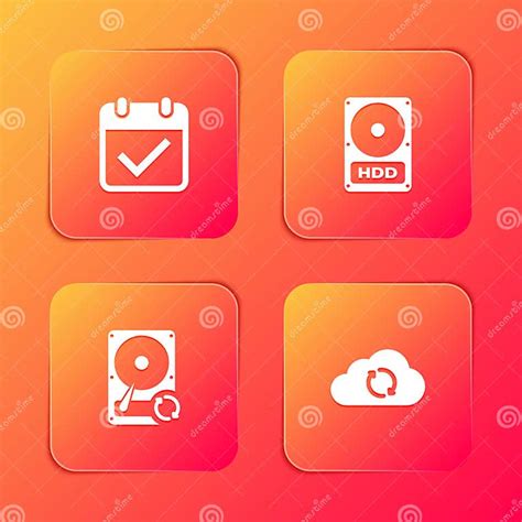 Set Calendar With Check Mark Hard Disk Drive Hdd Sync Refresh And