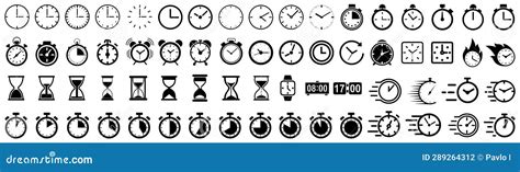 Set Hourglass Icons Sandglass Timer Clock Flat Icon Time Management