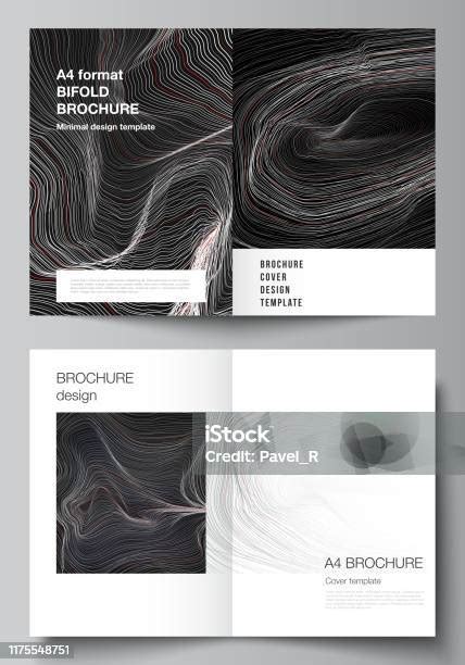 두 개의 A4 형식의 현대 표지 모형의 벡터 레이아웃은 양면 브로셔 잡지 전단지 소책자 연례 보고서에 대한 템플릿을 디자인합니다 3d 그리드 표면 파급 효과가있는 물결