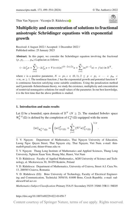 Pdf Multiplicity And Concentration Of Solutions To Fractional Anisotropic Schrödinger