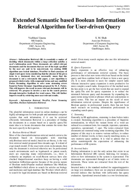 Pdf Ijert Extended Semantic Based Boolean Information Retrieval