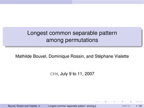 Pdf Longest Common Separable Pattern Among Permutations