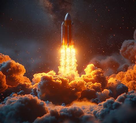 Premium Photo 3d Rendered Photo Of A Rocket Fired In Sky