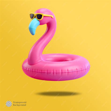 3d Pink Flamingo Inflatable Ring Icon Cool Summer Pool Float With