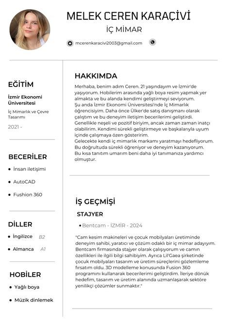 melek ceren karaçivi on linkedin hello everyone today i m excited to share my cv with you 🌟