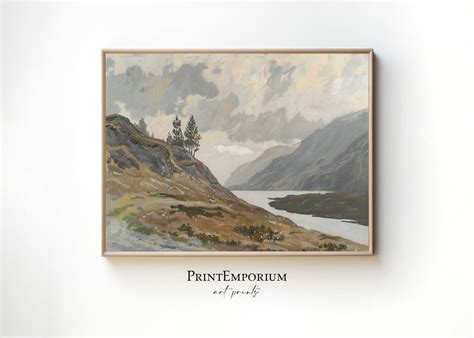 Rustic Mountain Pass Art Print Digital Landscape Painting Vintage