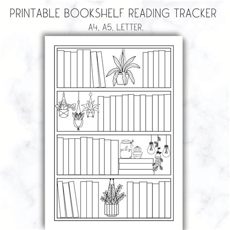 Bookshelf Reading Tracker Printable Reading Planner Reading Challenge