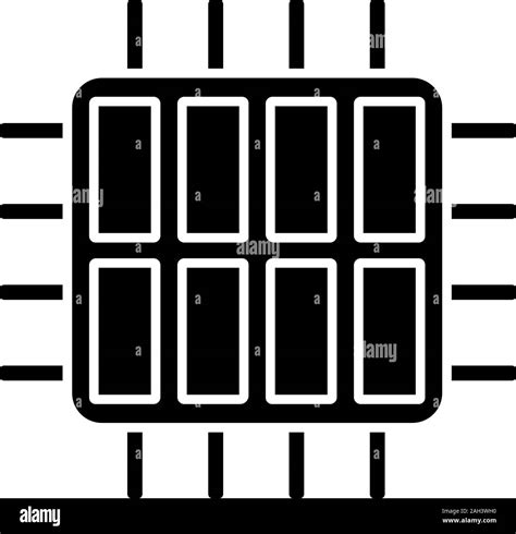 Octa Core Processor Glyph Icon Silhouette Symbol Eight Core Microprocessor Microchip CPU