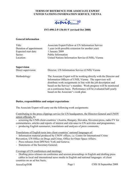 Job Description For Associate Expert